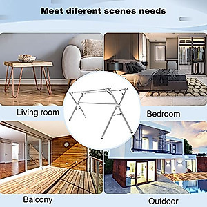 Sillars Clothes Drying Rack, 79 inches Laundry Drying Rack Clothing Foldable & Collapsible Stainless Steel Heavy Duty Clothing Drying Rack with Windproof Hooks for Indoor Outdoor