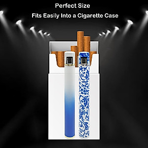 2pcs Torch Lighter, Mini Cylindrical Strip Refillable Gas Lighter, Portable Adjustable Soft Flame Lighter for Kitchen, Indoor,Outdoor,Grill,Camping(without Butane Gas)-Blue White Porcelain/Blue White