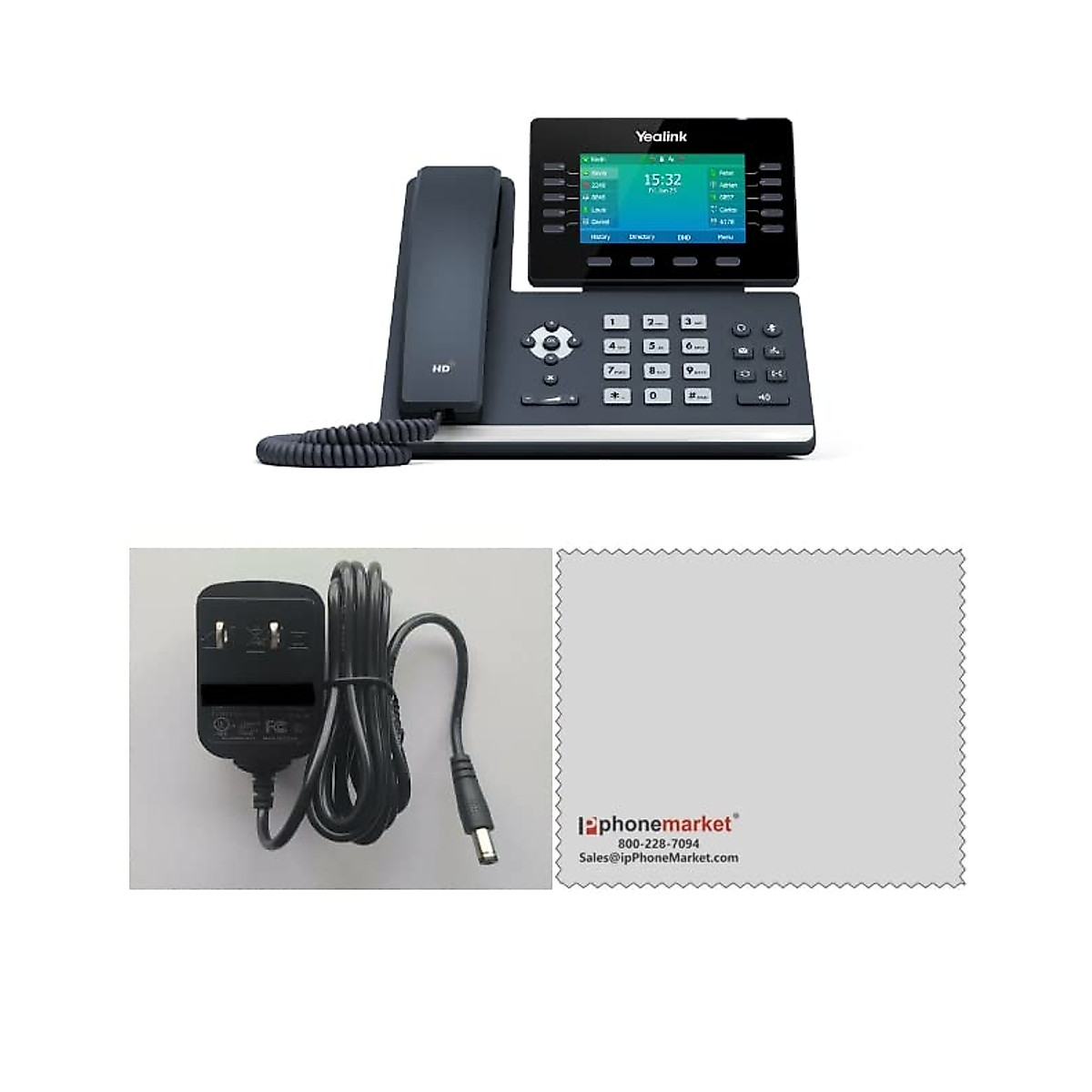 Yealink T54W IP Phone with Power Adapter & IP Phone Market Microfiber Cloth Included