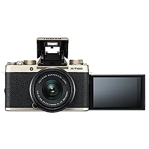 Fujifilm X-T100 Mirrorless Digital Camera w/XC15-45mmF3.5-5.6 OIS PZ Lens - Champagne Gold