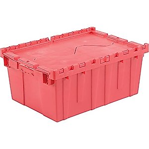 Global Industrial Distribution Container With Hinged Lid, 21.9x15.3x9.7, Red