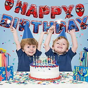 Cartoon Happy Birthday Banner Kawaii Birthday Party Decorations for Girls Boys Kids Teens Colorful Birthday Banners Cute Superhero Theme Happy Birthday Party Supplies