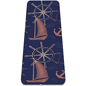 REJOON Sailboat PatternYoga Mat Thick Non Slip Yoga Mats for Women&Girls Exercise Mat Soft Pilates Mats