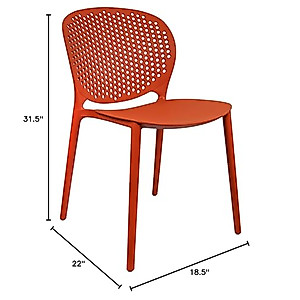 2xhome Modern Pool Patio Chair, Stackable Dining Side Chair for Indoor Outdoor Kitchen Living Room Restaurant, Orange, Single, Set of 1