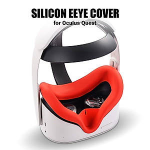 10PCS Set VR Silicone Face Cover Compatible with Oculus Quest 2 Accessories, Sweat-Proof Lightproof Non-Slip Washable Replacement (Blue/Black/Red/White),Len Protector,Disposable Eye Cover