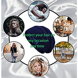 Satin Bonnet Sleep Cap Hair Cover Bonnet Satin Lined Slouchy Beanie Night Sleeping Hat - Adjustable for Curly Hair