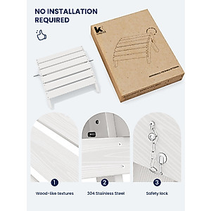 KINGYES Folding Adirondack Ottoman for Adirondack Chair, White