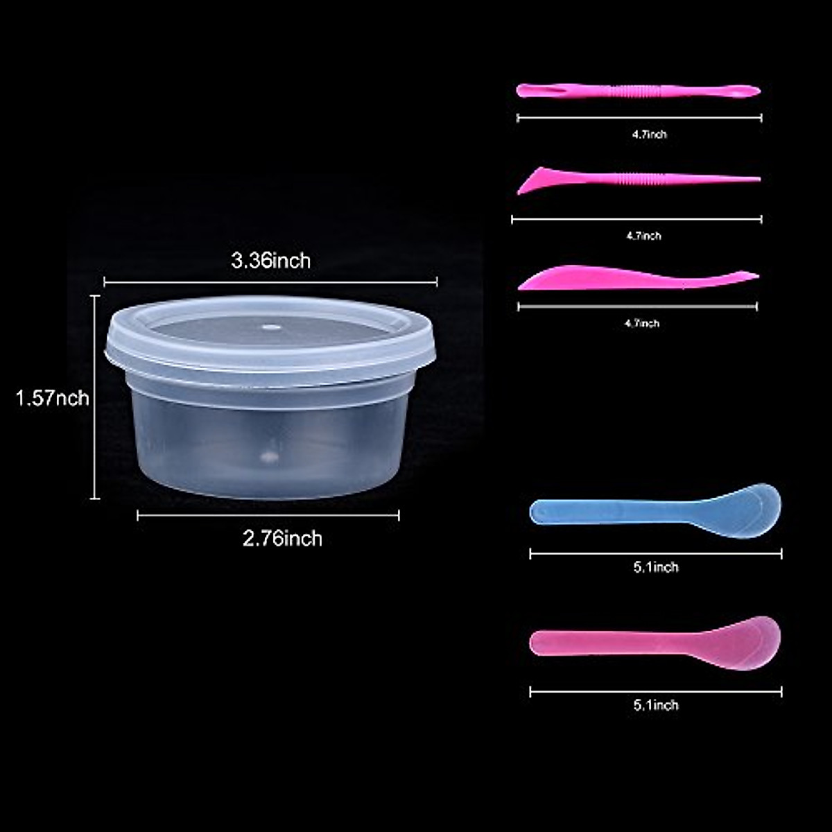 16 Pack 4.5 oz Slime Storage Containers for Slime, Foam Ball Storage Containers with Lids, 2pcs Mixing Spoon 3pcs Slime Tools for Slime DIY Art Craft Making Homemade