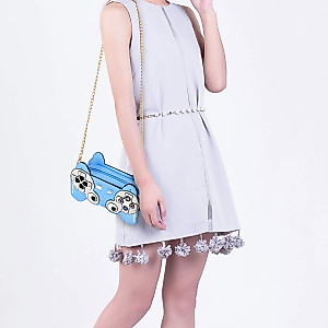 USTYLE Gamepad Shaped Crossbody Bag, Fashionable Novel Unique Women Shoulder Bag with Chain Strap (blue)