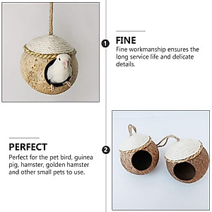 POPETPOP 1pc Coconut Bird Breeding Nest Small Pet Nest Bird House Mushroom Fish Tank Decor Parrot?House?? Small Pet Living House Coconut Shell Birds Nest Outdoor The Bird's Nest Cage Rope