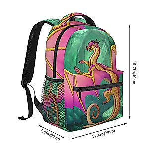 DUAHUAZAI Kid's Backpack Wings Dragons Fire School Bag For Teens Girls Women Laptop Daypack Sturdy Waterproof Book Bags