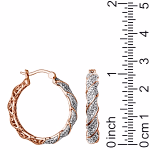 Amazon Essentials 14k Rose Gold Plated Bronze Diamond Accent Two Tone Twisted Hoop Earrings (previously Amazon Collection)