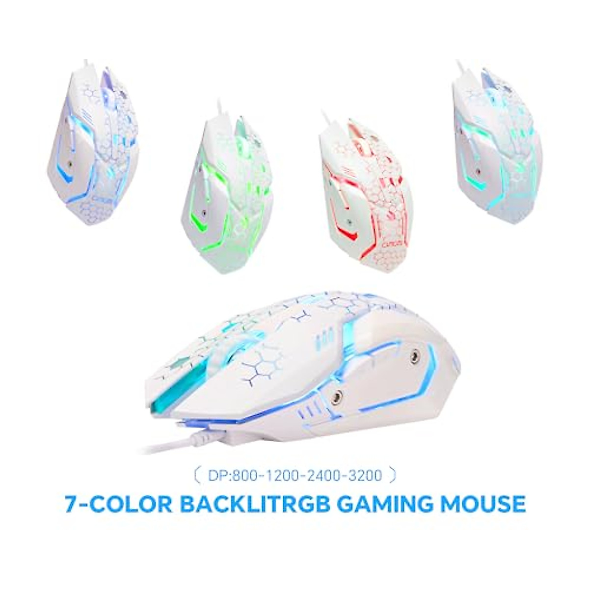 CHONCHOW LED Keyboard &Mouse Combo Ambient Lighting RGB Rainbow Color Backlight Retro Gaming Key Board Mouse set 3200DPI 6 Button compatible with PS4/PS5 Xbox one PC imac