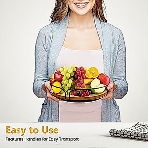 FLUFFYTREE Lazy Susan Turntable for Cabinet Organizer, 9 Inch Wood Lazy Susan for Countertop, 360 Degree Decorative Turntable Kitchen for Cabinet Pantry Kitchen Countertop Cupboard, Brown