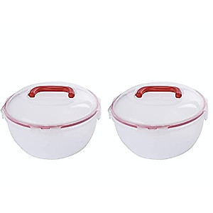 Komax Biokips Set of 2 Large Salad Bowls with Lids – 4.2 Qt Airtight Food Storage Containers – BPA-Free Salad Bowl with Lid that Locks – Microwave & Dishwasher Safe Salad Mixing Bowls