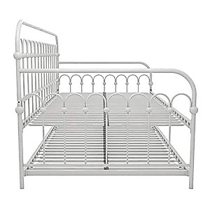 Novogratz Bright Pop Twin Metal Daybed and Trundle, Stylish & Multifunctional, Built-in Casters, White