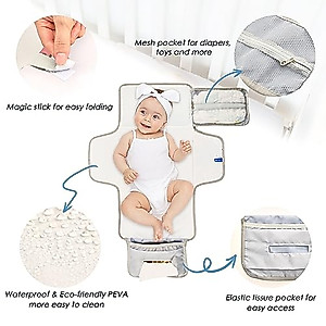 Bulletgxll Pink Panda Portable Diaper Changing Pad Waterproof Changing Pad with Baby Tissue Pocket and Magic Stick for Newborn Baby.