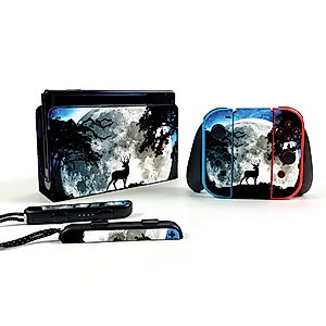 MightySkins Skin Compatible with Nintendo Switch OLED - Moonlight Deer | Protective, Durable, and Unique Vinyl Decal wrap Cover | Easy to Apply, Remove, and Change Styles | Made in The USA