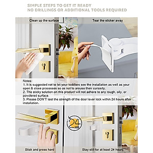 Baby Proofing Door Locks for Kids Safety, Door Knob Child Proof, 4 Pack DUOSI Door Lever Locks, No Drilling Door Handle Baby Proof Child Safety Locks for Doors