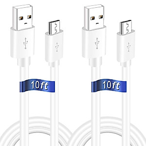 SIOCEN 2PCS 10FT USB Power Extension Cord Compatible with Wyze-Cam, WyzeCam Pan,Yi Cam,YI Dome Home Camera,Oculus Go,Kasa,Nest Cam,Netvue,Blink,Furbo Dog,Security Surveillance Camera Charging Cable