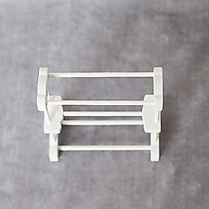 shlutesoy 1/12 Doll House Wooden Standing Towel Drying Rack Micro Bathroom Furniture