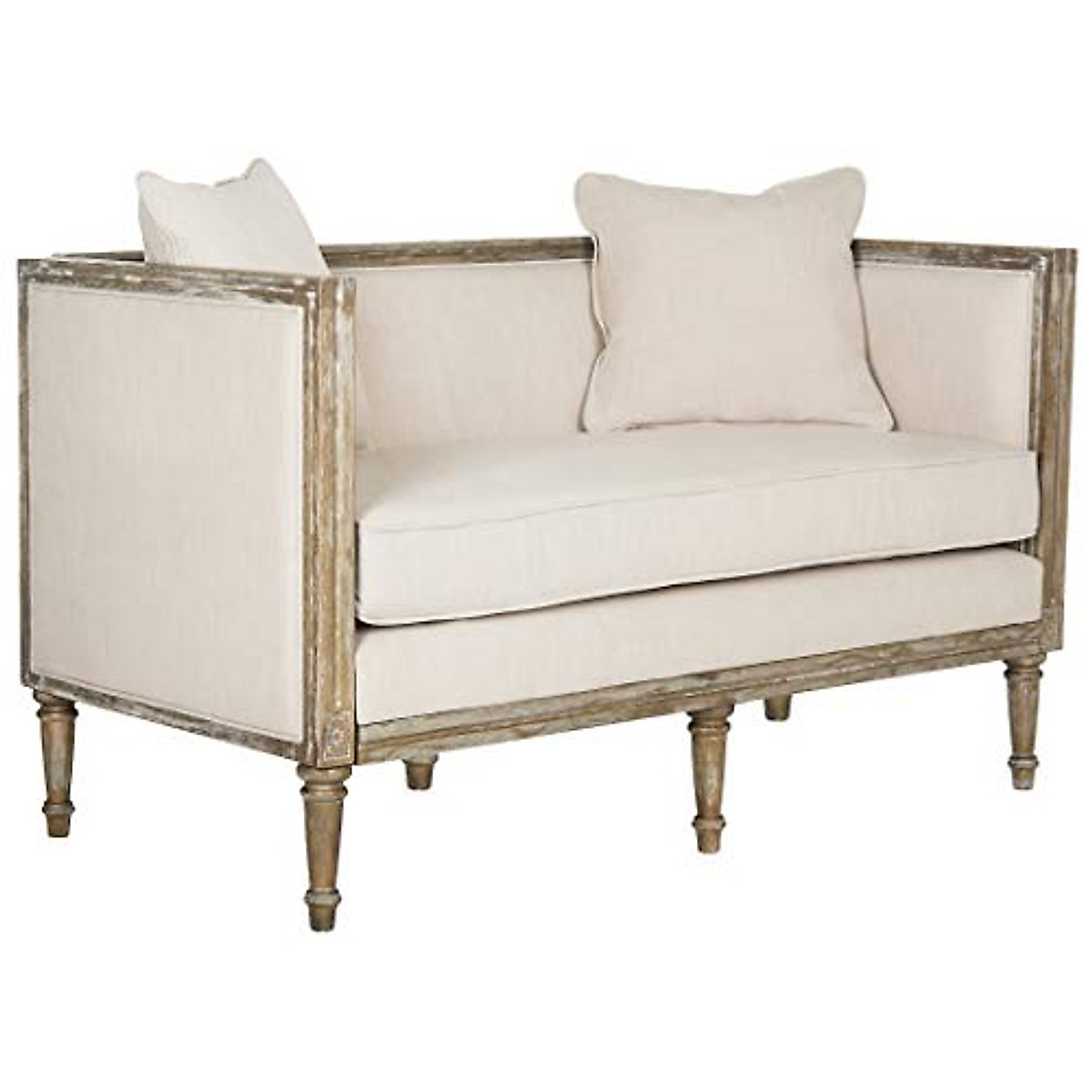 Safavieh Home Collection Leandra French Country Settee, Beige/Rustic Oak