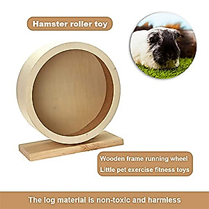 MGWYE Hamster Roller Wheel Wood Silent Running Toy Guinea Pig Gerbi Rotatory Cage Mice Chinchillas Hamster Wooden Toy (Size : Small)