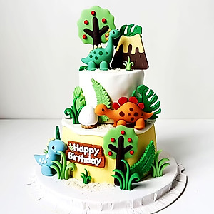 JeVenis Luxury Little Dinosaur Cake Decorations Dinosaur Cupcake Topper Little Dinosaur Cake Toppers for Birthday Baby Shower Party Supplies