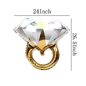 4pcs Diamond Engagement Ring Mylar Balloons, Marriage Engagement and Wedding Bridal Shower Party Supplies.