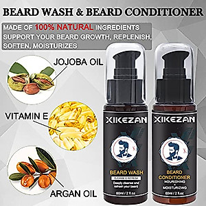 Beard Straightener Kit,Beard Growth Grooming Kit w/Beard Straightener,Heat Protectant Spray,Beard Wash Shampoo,Conditioner,Oil,Balm,Wax,Comb,Brush,Scissor,Bag,E-Book,Gifts for Men Him Dad