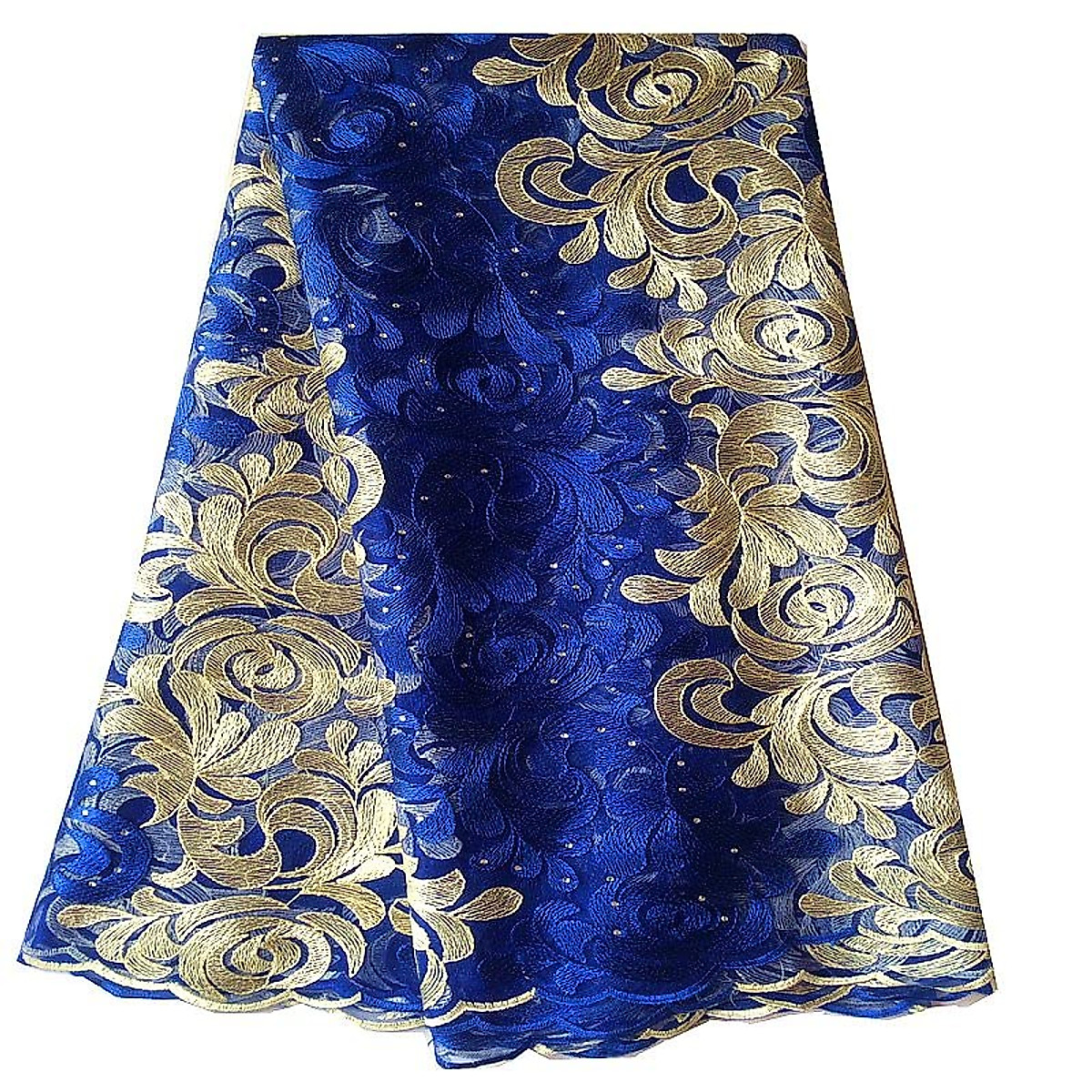 WorthSJLH African Lace Fabric 5 Yards 2022 Net Nigerian Lace French Lace Fabric Embroidered Guipure Cord Lace LF204(blue)