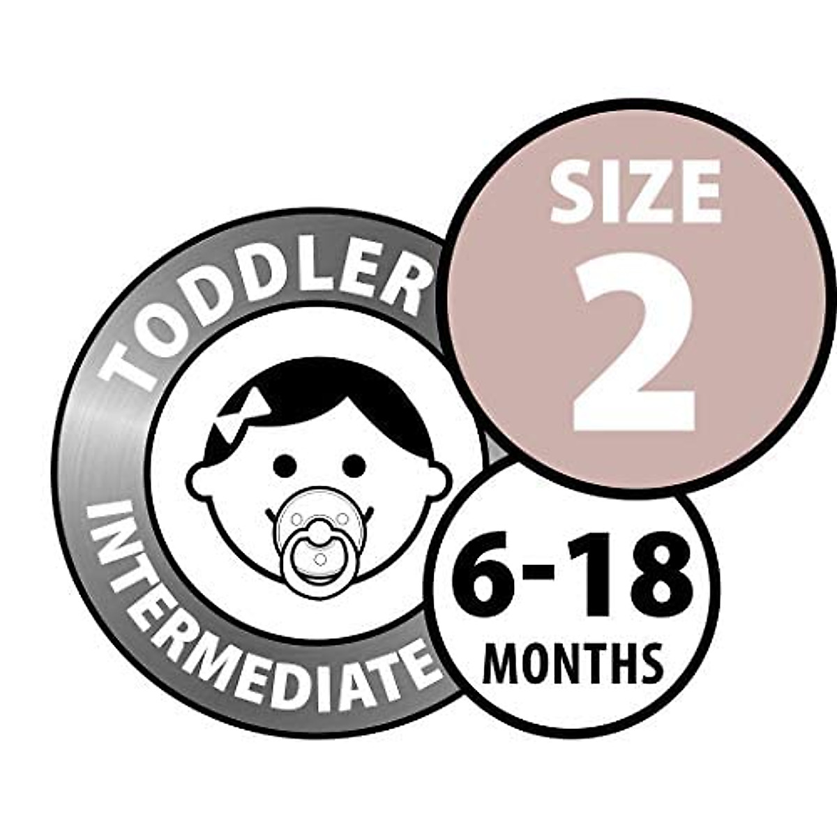 BIBS Pacifiers | Natural Rubber Baby Pacifier | Set of 2 BPA-Free Soothers | Made in Denmark | Smoke | Size 6-18 Months