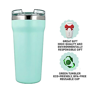 HomeRod 18 oz Stainless Steel Travel Insulated Tumbler Cup for Hot and Cold Drinks, Coffee Mug with Lid (Aqua Teal)