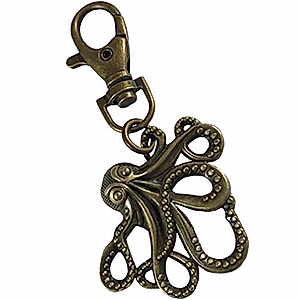 QiChi Bronze Color Octopus Keychain Steampunk swivel clasp
