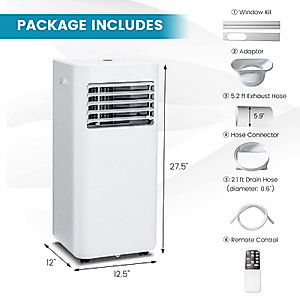 PETSITE 8000 BTU Portable Air Conditioner, 3 in 1 AC Cooling Unit with Remote Control, Dehumidifier, Sleep Mode, Window Kit, Personal AC Unit for Bedroom