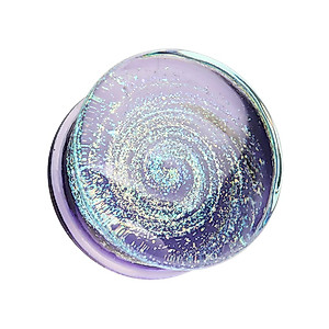 Covet Jewelry Dichroic Glass Lavender Rainbow Iridescent Double Flared Plug (1/2" (12.5mm))