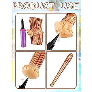 Kacctyen 4 Pieces Inflatable Baseball Set, includes Baseball Bat and 3 Baseball Plastic Bat Inflatable Baseball Bat for Kids and Adults Outdoor Yard Backyard Garden Playing (Baseball)