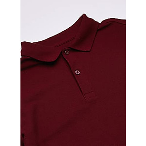 IZOD mens Long Sleeve Pique School Uniform Polo Shirt, Burgundy, 34-35 US