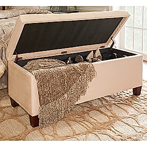 Linon Carmen Shoe Storage Ottoman, 20" x 48" x 20", Beige