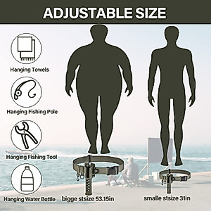 Fishing Wading Belt Rod Holder Adjustable Wader Fishing Waist Belt for Fly Surf Casting Spinning Fishing Pole Fishing Tackle (Green)