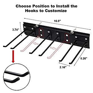 MSHALADE Garage Storage Organization Tool Rack,2 Pack Heavy Duty Garden Tool Organizer Wall Mount Garage Hooks, Space Saving Max 200 lbs Tool Hanger Yard Tool Rack
