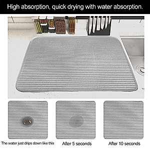 Large Dish Drying Mat Ultra-thick Non-slip Super Absorbent Kitchen Counter Dish Drying Pads Dish Drainers, 2Pcs (Medium)
