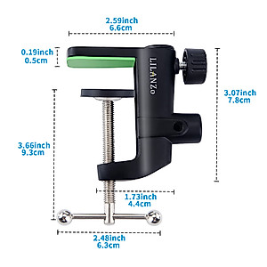 2-IN-1 Table Mount Clamp, LILANZo Heavy-Duty Metal Mic Clamp Holder for Microphone Suspension Boom Scissor Arm Stand Holder & Overhead Phone Mount Stand, Fits up to 1.97"/5cm Desktop Thickness