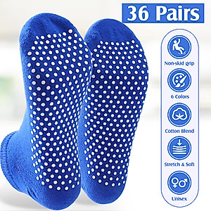 Janmercy 36 Pairs Non Slip Socks Women's Sports Yoga Pilates Socks Slipper Socks with Grippers(Multi Colors)