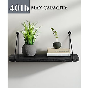 SUMGAR Black Floating Shelves for Wall, Wall Shelf for Bathroom Bedroom Kitchen, Floating Book Shelves for Wall Small Wall Mount Wood Storage Organzier Set of 2
