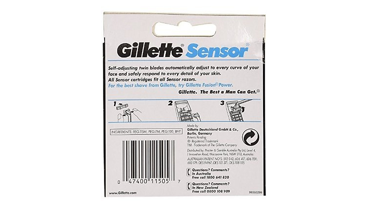 Gillette Sensor Cartridges 10 Count Pack for Comfortable Shaving