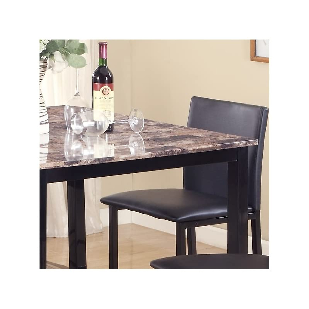 Roundhill Furniture Citico Metal Counter Height Dining Table with Laminated Faux Marble Top