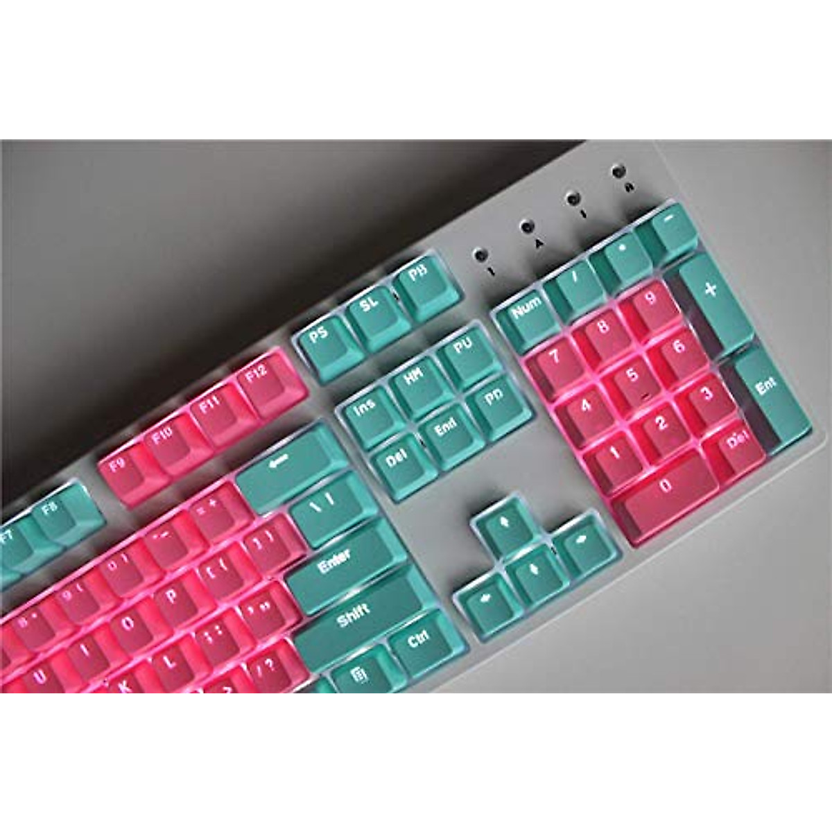 87/104 Keys Miami Doubleshot PBT Backlit Translucent Keycap Key caps ANSI/ISO Layout OEM Profile for 60%/87 TKL/104/108 Cherry MX Mechanical Gaming Keyboard (104 Keys)