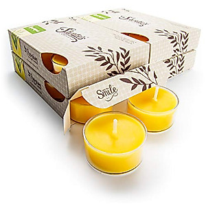 Lemongrass Premium Tealight Candles Bulk Pack - 24 Yellow Highly Scented Tea Lights - Beautiful Candlelight - Made in The USA - Fresh & Clean Collection