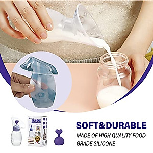 Amplim Gen-2 Silicone Breast Milk Collector | 1-Pack Food Grade Travel Manual Breast Pump with Breastfeeding Milk Saver Stopper | FSA HSA Eligible, BPA PVC Lead Phthalate Free | 4oz/100ml Purple